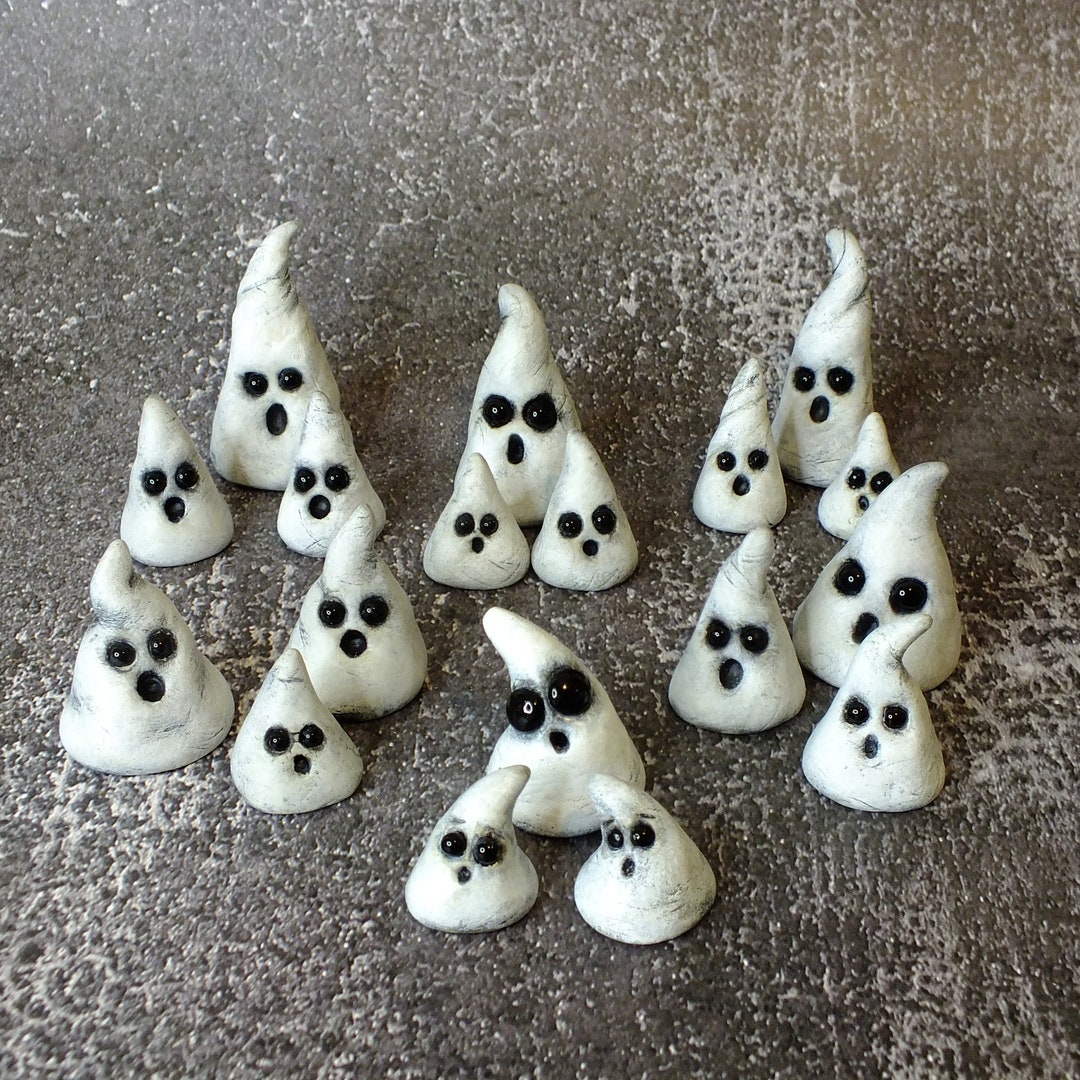 Hand Sculpted Clay Ghost Figurines - Spooky Halloween Dcor - Trio of ...