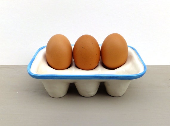 Blue kitchen accessories ceramic egg tray egg box egg crate | Etsy