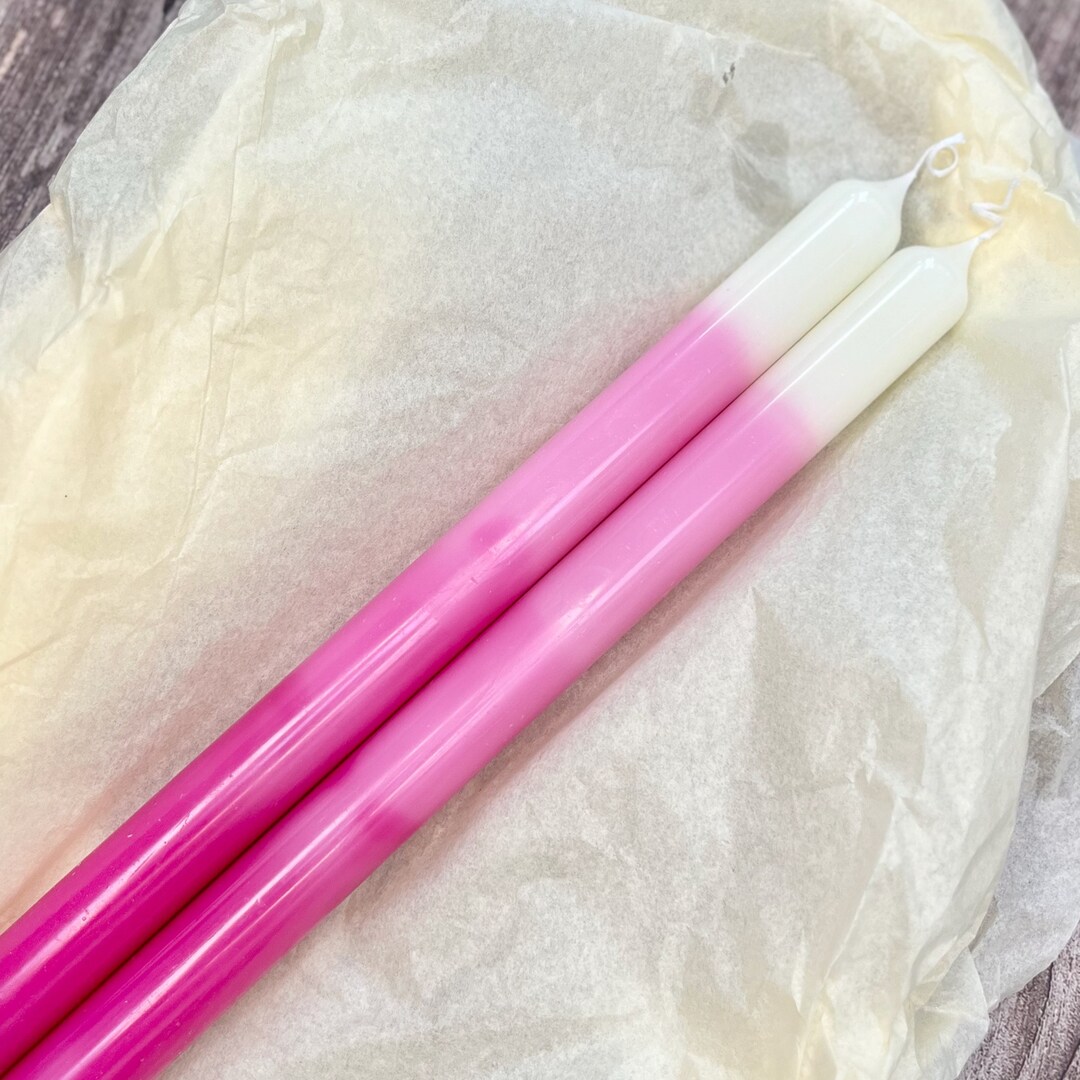 Pink Ombre Taper Candles, Pair of Pink Dinner Candles, Hot Pink Home ...