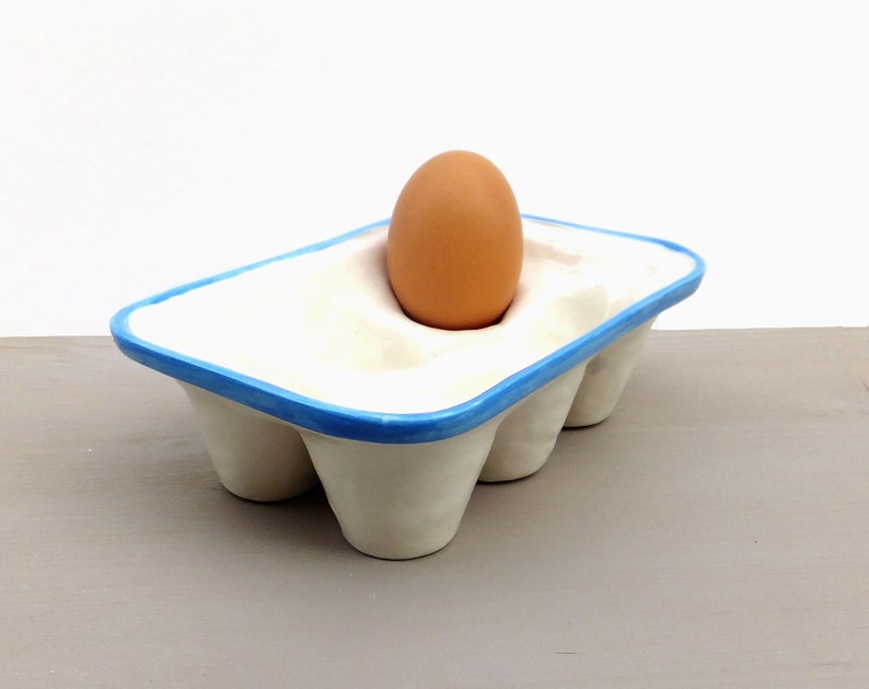 Blue kitchen accessories ceramic egg tray egg box egg crate | Etsy