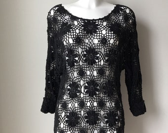 Black Crochet Dress - Etsy