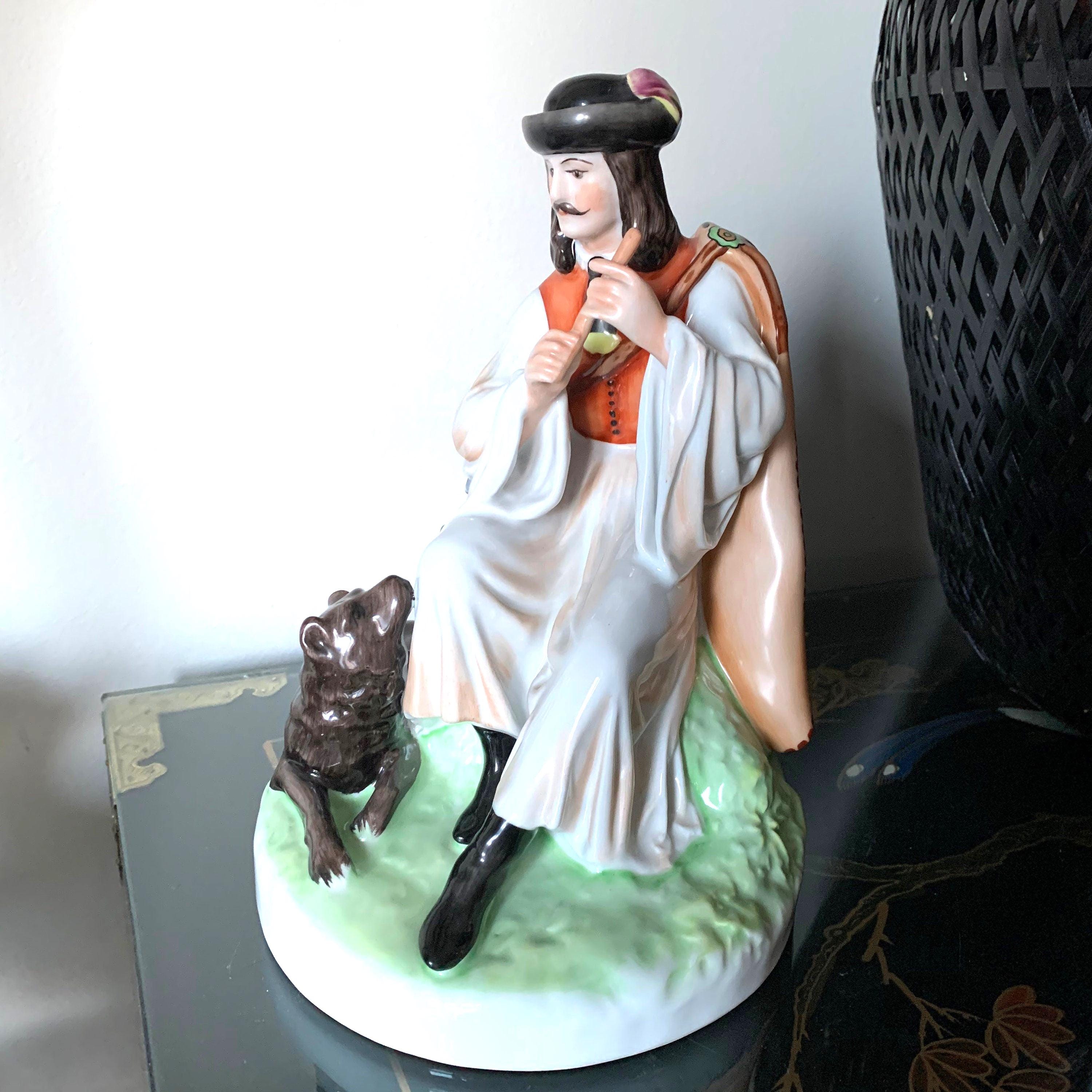 Zsolnay Porcelain Figurine: Man With Dog, Hand-painted Hungarian Art - Etsy