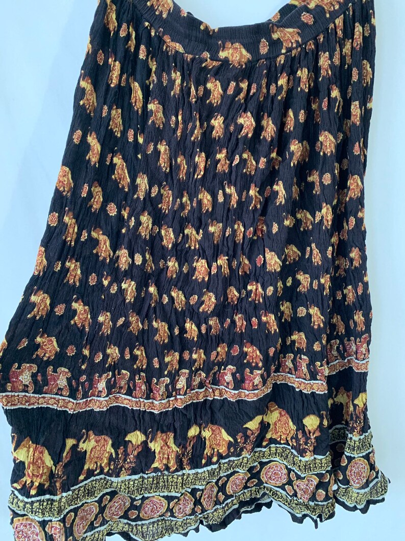 70s hippie Skirt Elephant print Long broomstick Gypsy Boho | Etsy