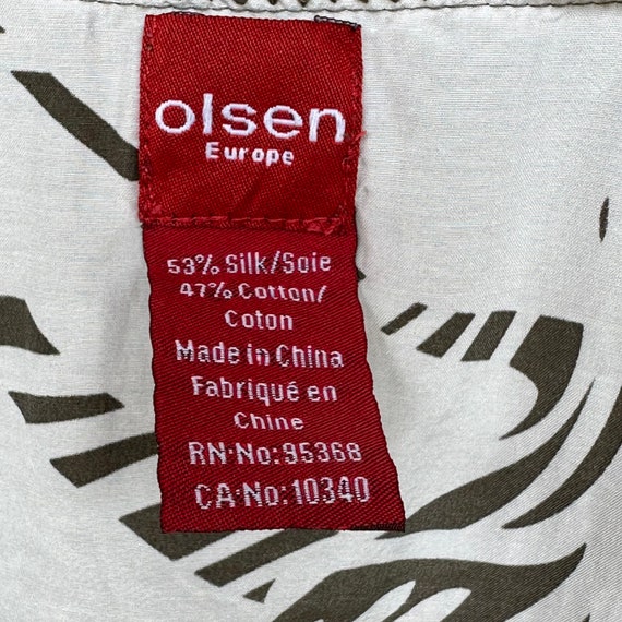 Olsen Europe Green palm leaf top, Cotton & Silk abstr… - Gem