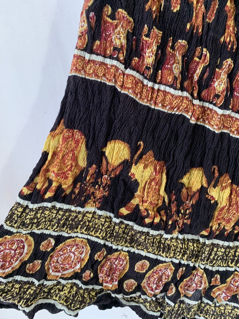 70s hippie Skirt Elephant print Long broomstick Gypsy Boho | Etsy