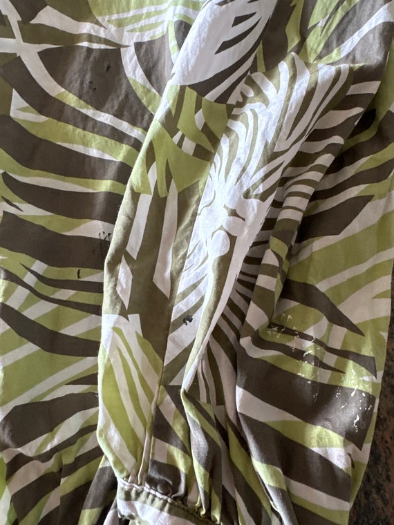 Olsen Europe Green palm leaf top, Cotton & Silk abstr… - Gem