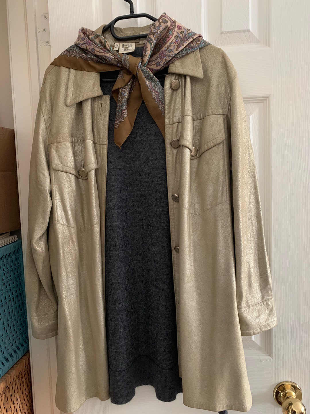 Vintage Leather DUSTER Coat OLD Gold Duster Unlined Long Jacket Brushed ...