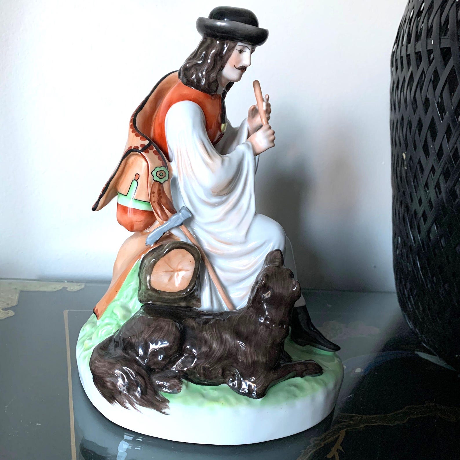 Zsolnay Porcelain Figurine: Man With Dog, Hand-painted Hungarian Art - Etsy