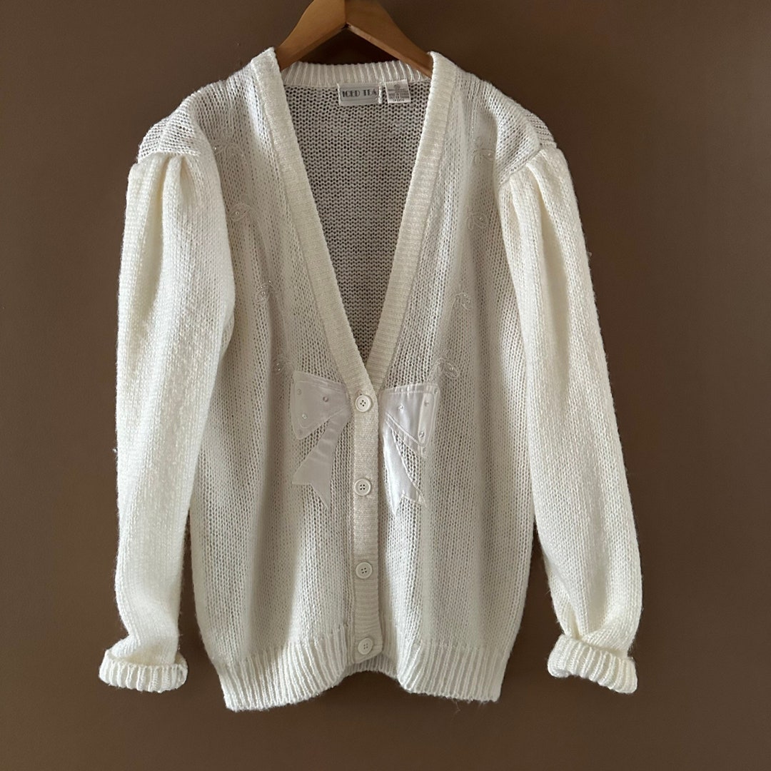 Pretty White Cardigan, Lightweight Spring Sweater With Front Buttons ...