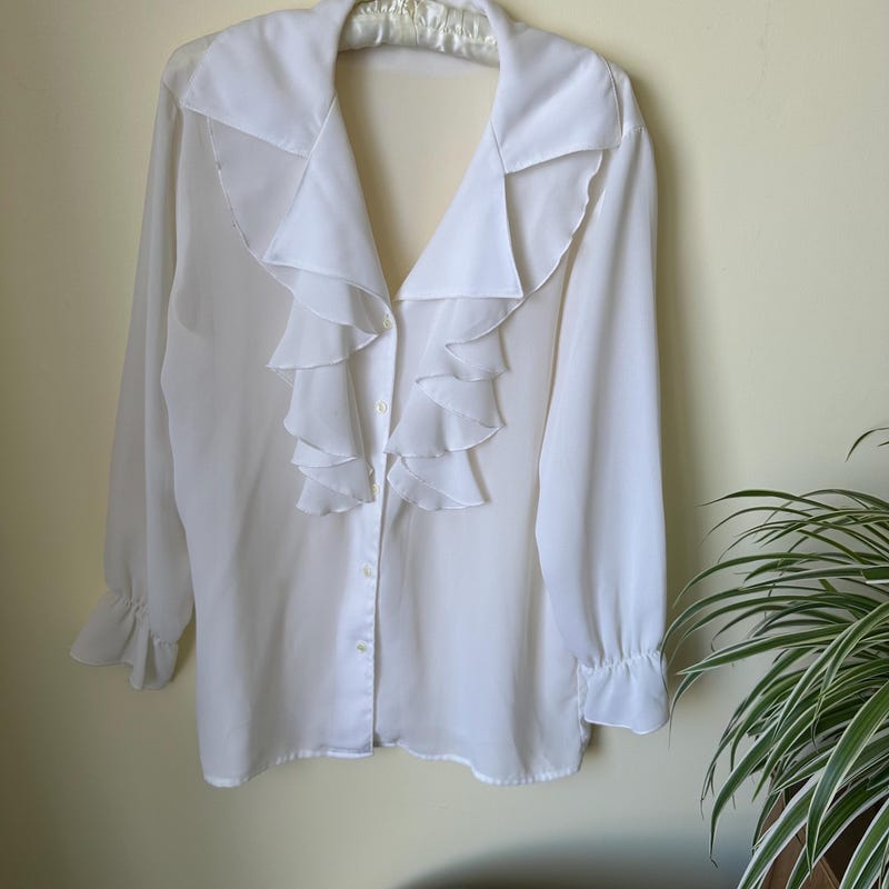 White Ruffle Blouse - Etsy