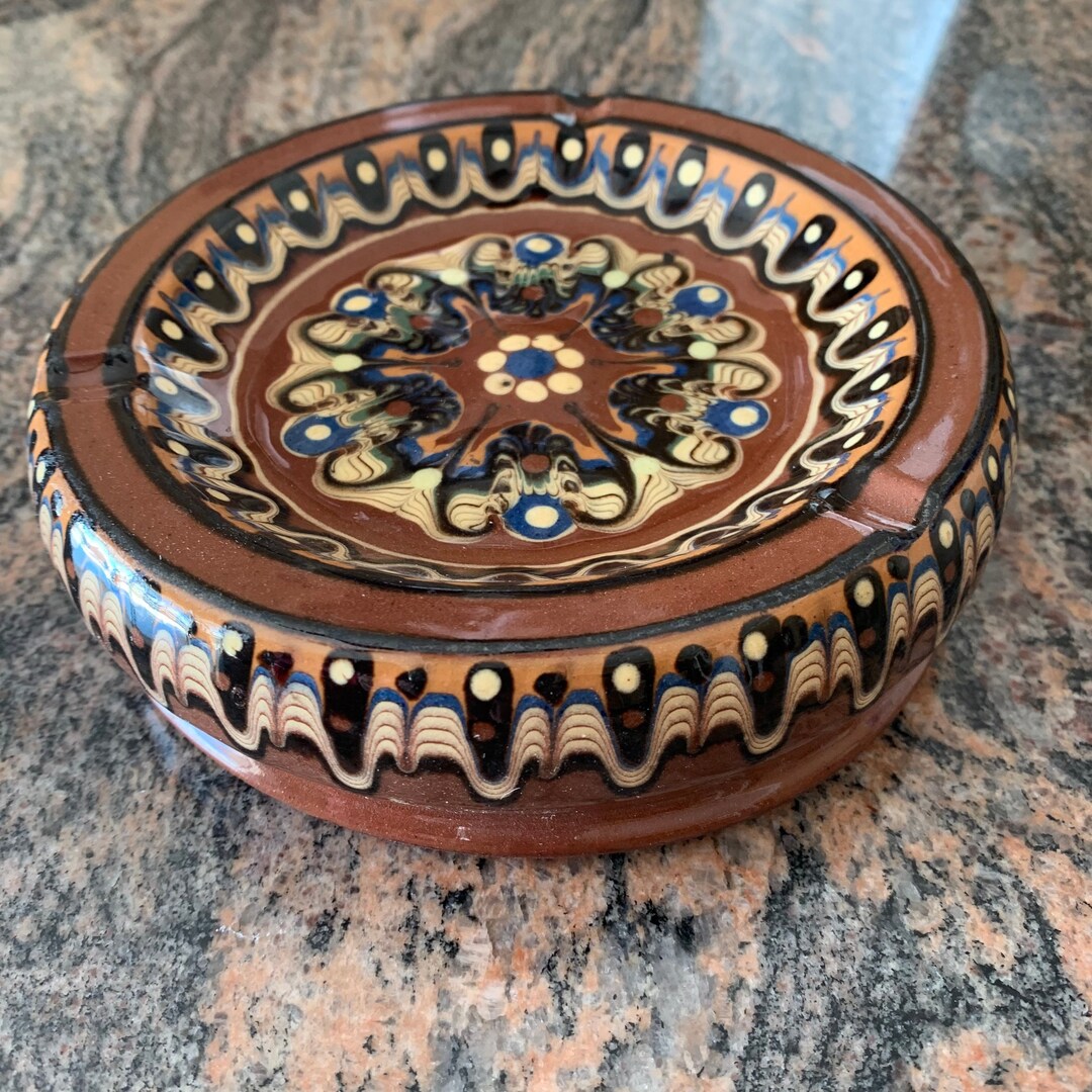 Vintage Bulgarian Folk Art Pottery, Traditional Hand Painted Troyan ...