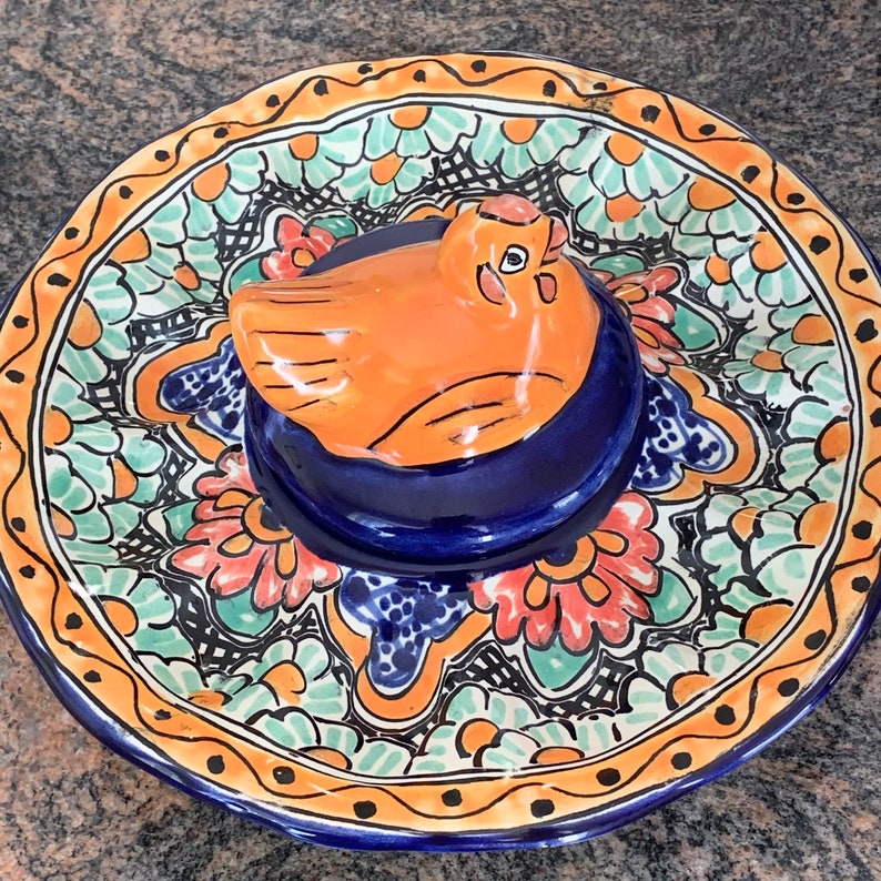 Mexican Talavera Deviled Egg Plate & Chicken Lid Ceramic - Etsy