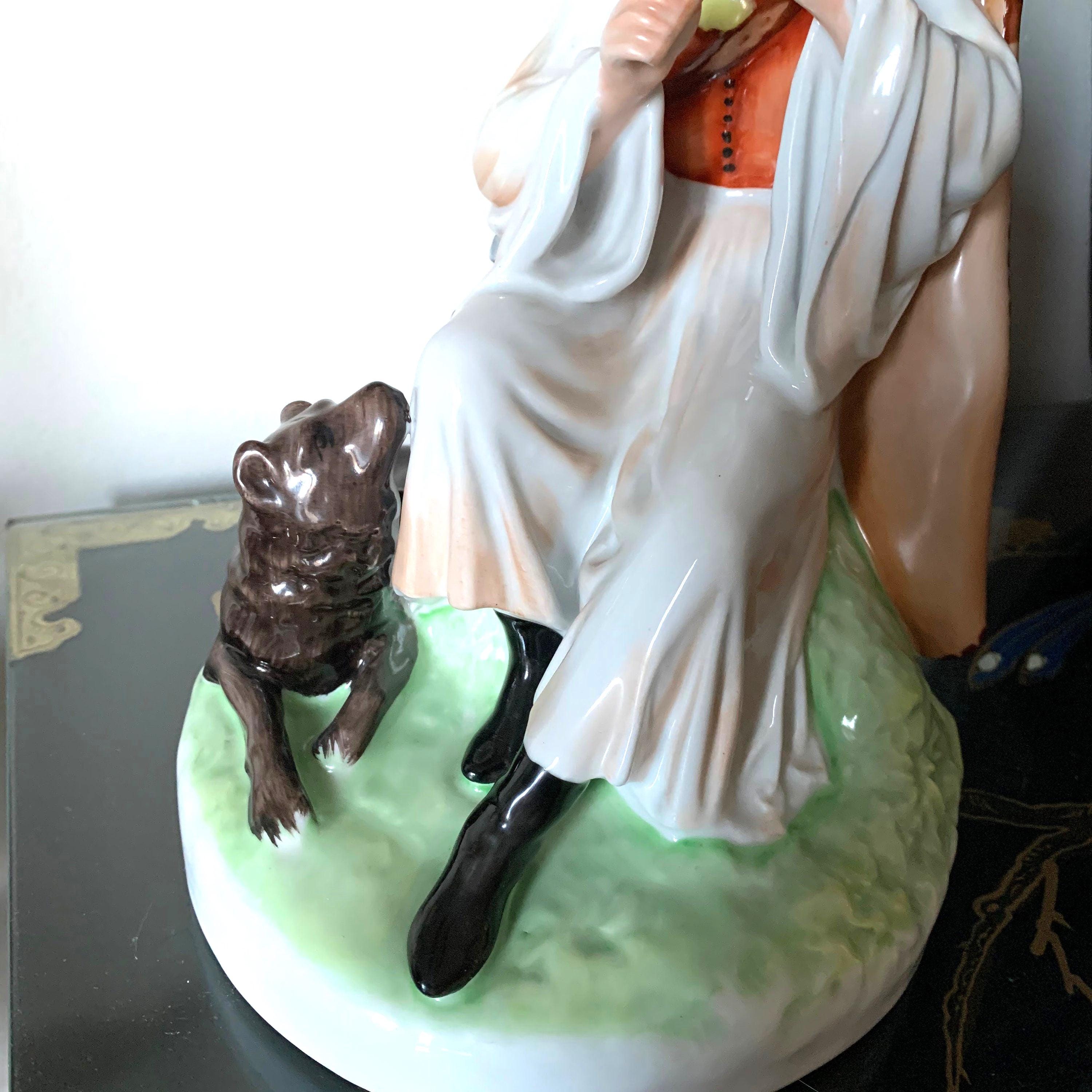 Zsolnay Porcelain Figurine: Man With Dog, Hand-painted Hungarian Art - Etsy