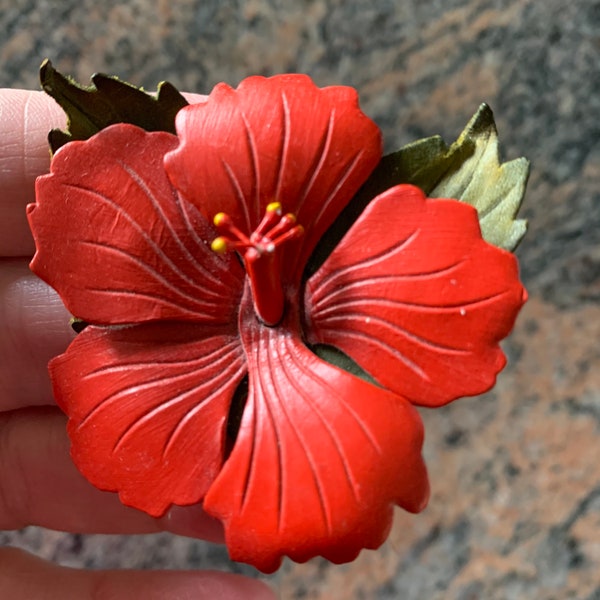 Red Vintage Brooch - Etsy