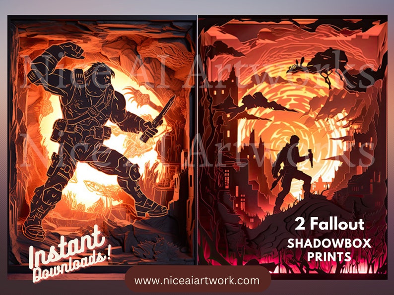Fallout Digital Shadow Box Prints Set of 2 Steampunk Wall - Etsy