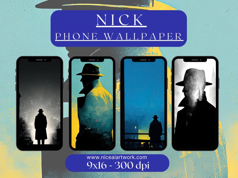 Fallout Nick Cyberpunk Phone Wallpaper: Retro Noir Cityscape (digital ...