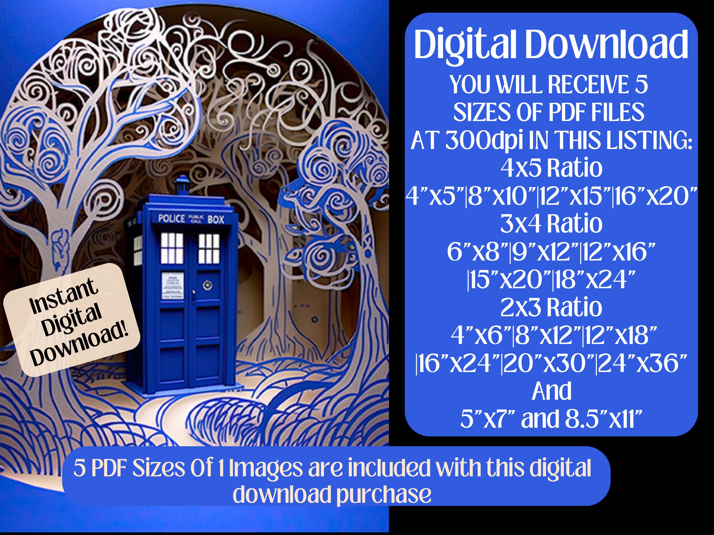 TARDIS Digital Printable | Doctor Who Art Print, Tardis Printable ...