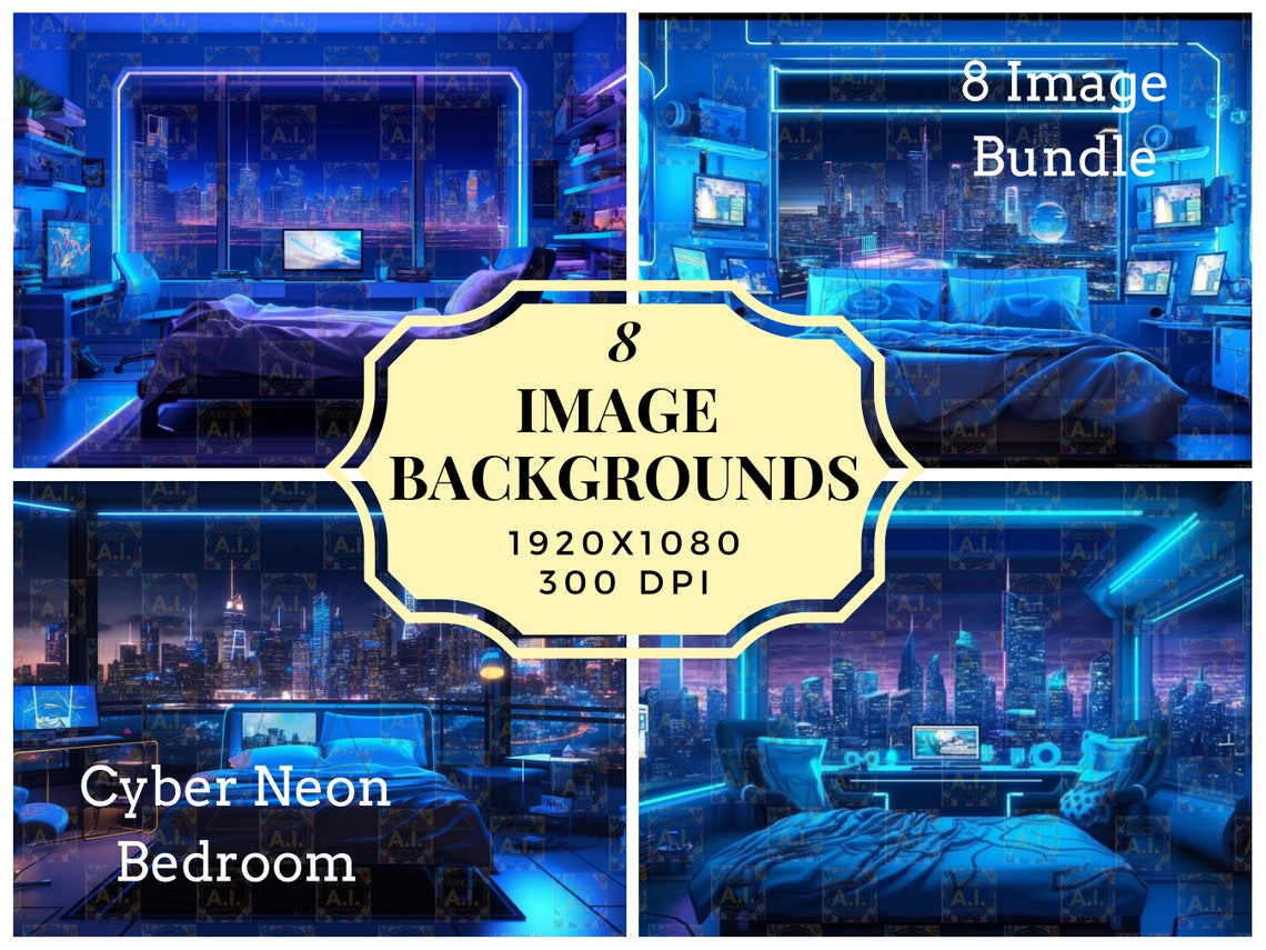 Virtual Neon Room Bundle, Streamer Background, Virtual Background ...
