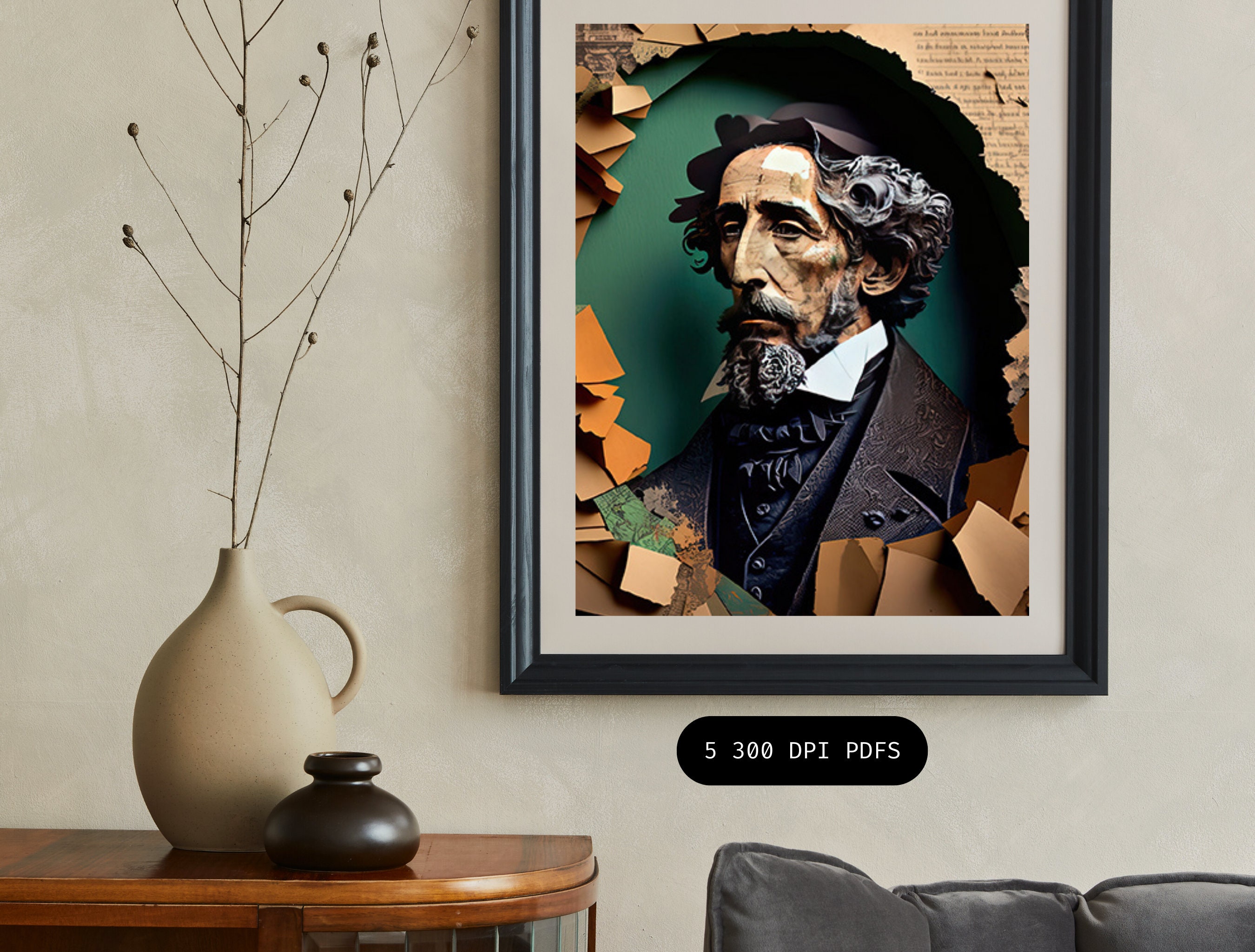 Charles Dickens Portrait Midjourney Art, Printable Wall Art, Book ...