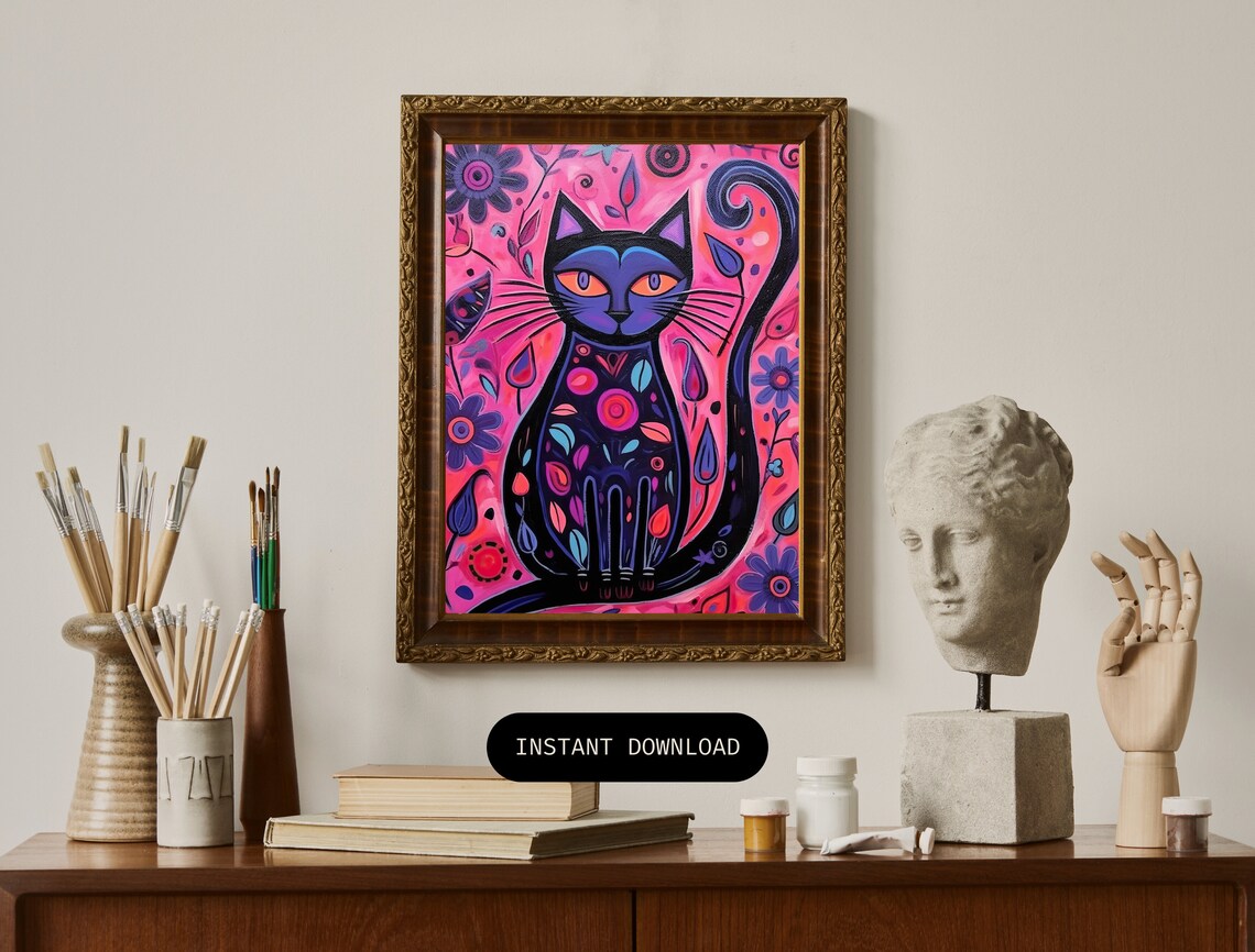 Fancy Cat Portrait, Digital Art, Wall Art, AI Art, Digital Download ...