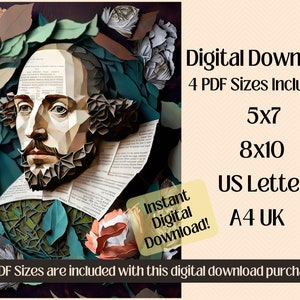 William Shakespeare Portrait: A.I. Art Printable (digital Download) - Etsy
