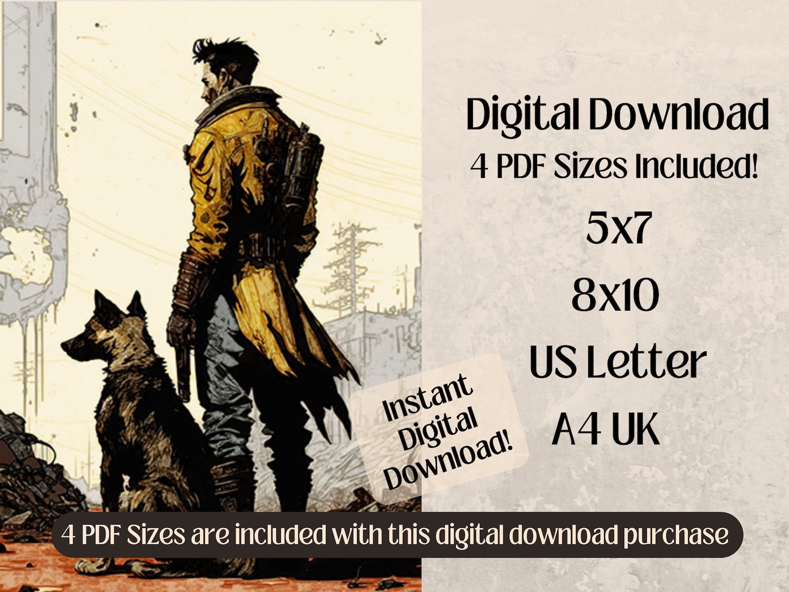 Wastelander Art Print: Post-apocalyptic Man and Dog (digital Download ...