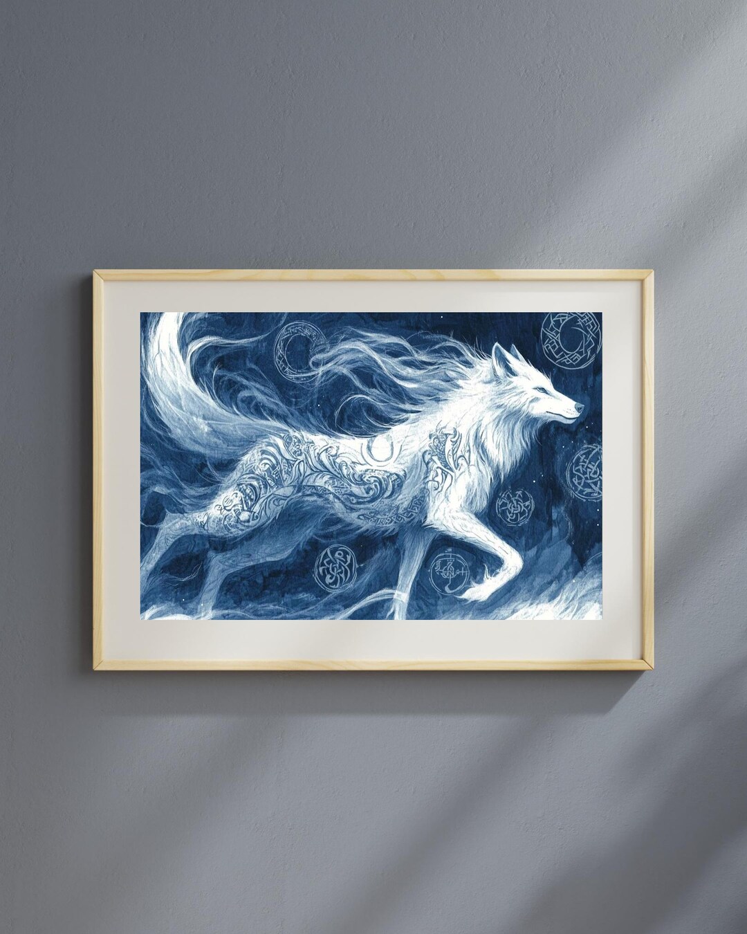 Nordic Spirit Wolf Printable - Mythical Night Wolf With Intricate ...