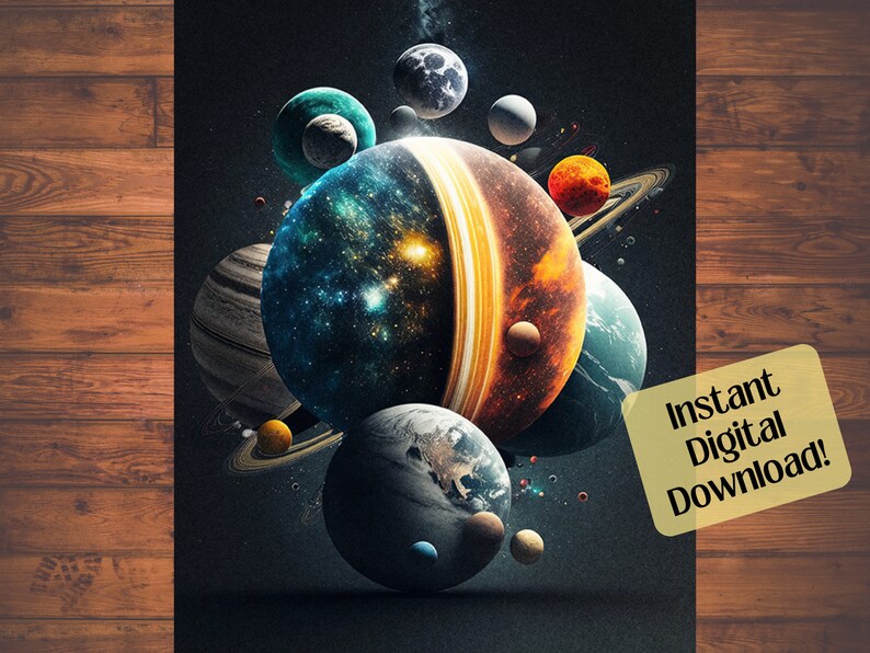 Solar System Printable - Planet Illustrations-midjourney- - Etsy
