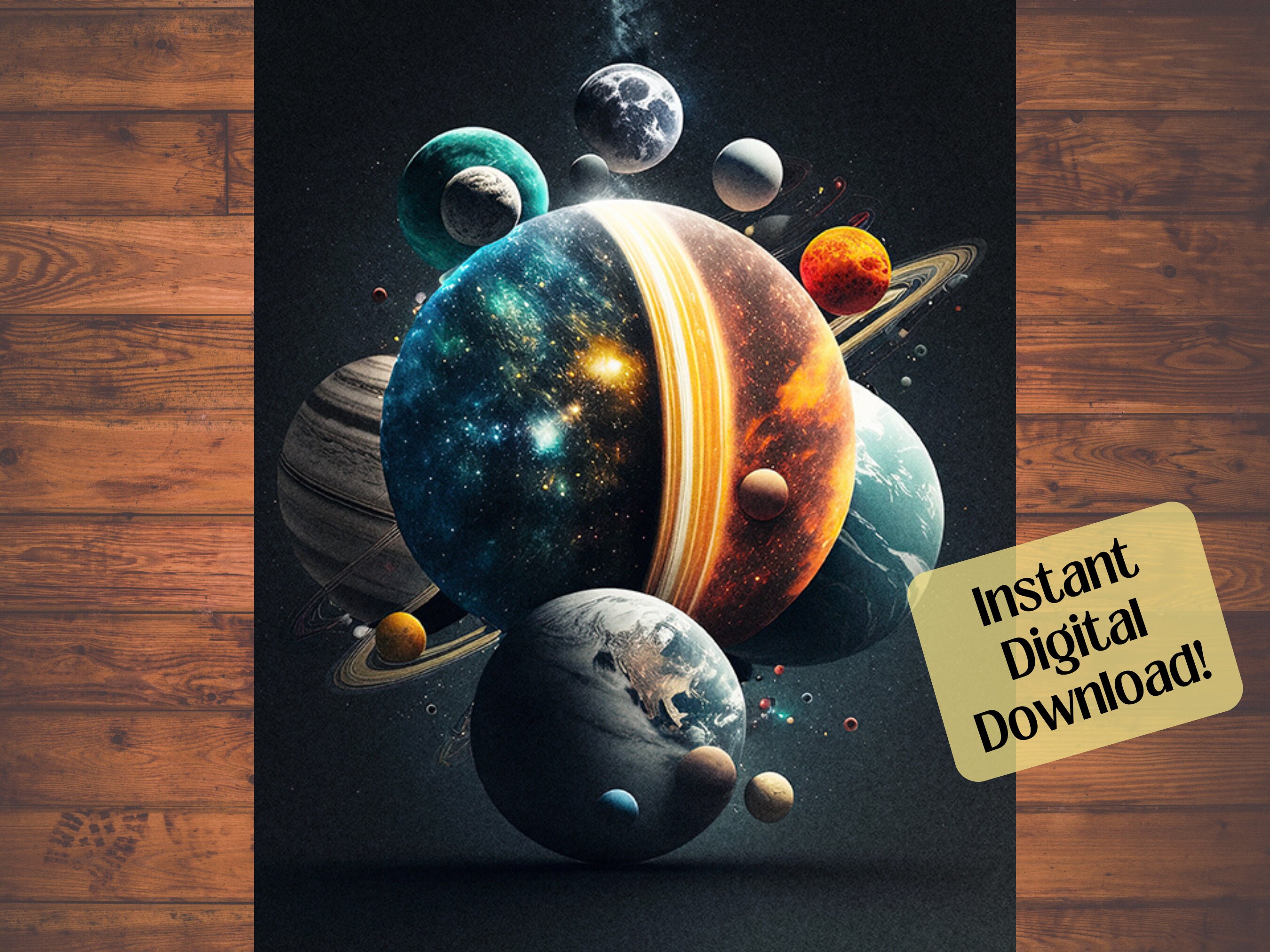 Solar System Printable - Planet Illustrations-midjourney- - Etsy