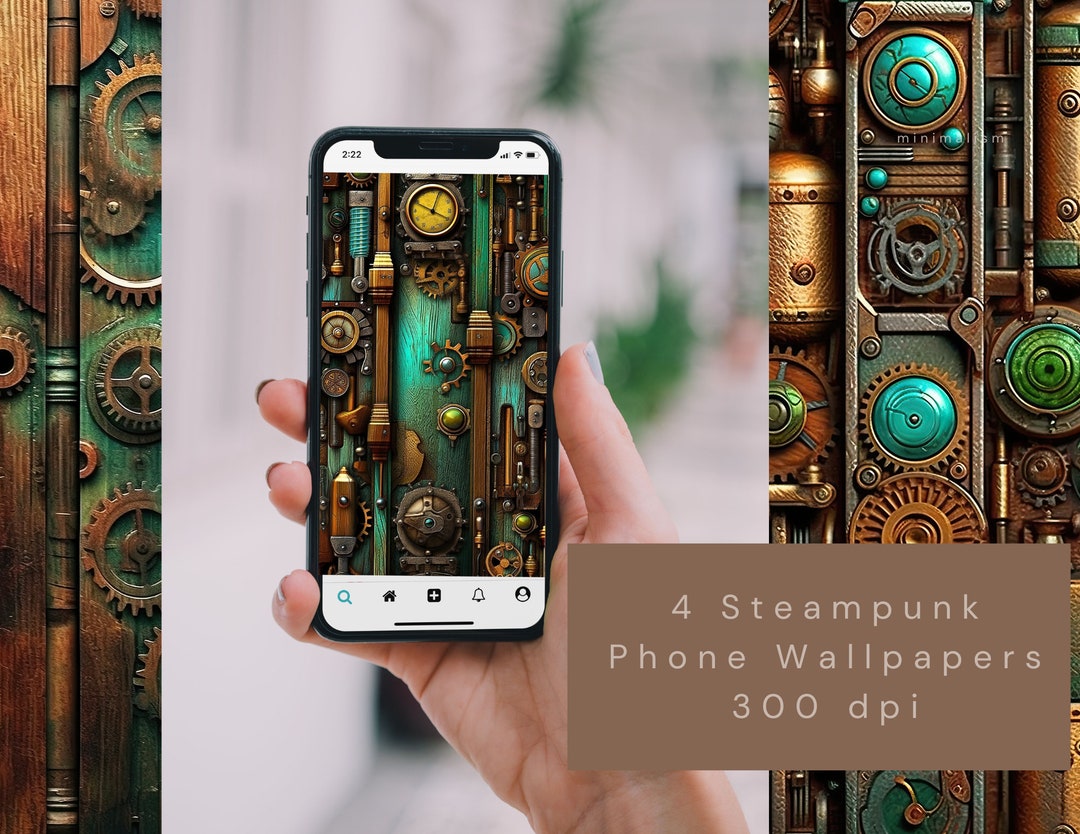 Steampunk Phone Wallpaper: AI Art, Gears & Cogs (digital Download) - Etsy