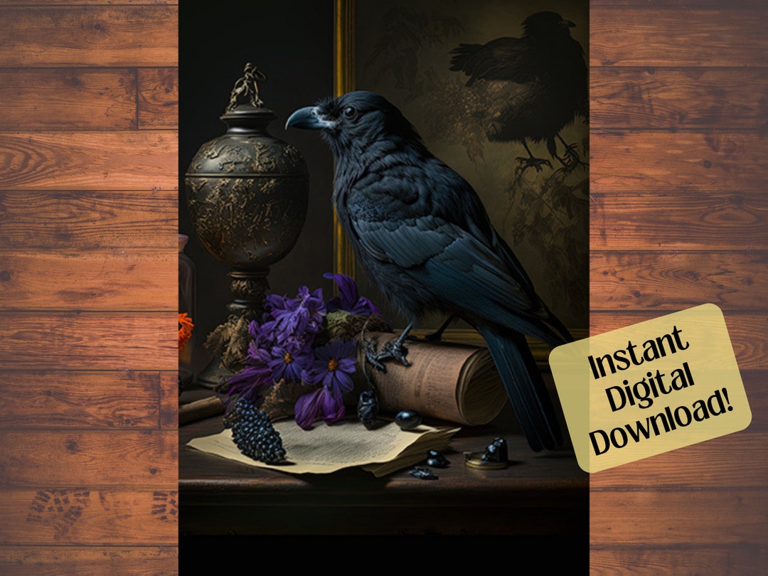 Moody Raven Still Life Print: Dark Academia Wall Art (digital Download ...