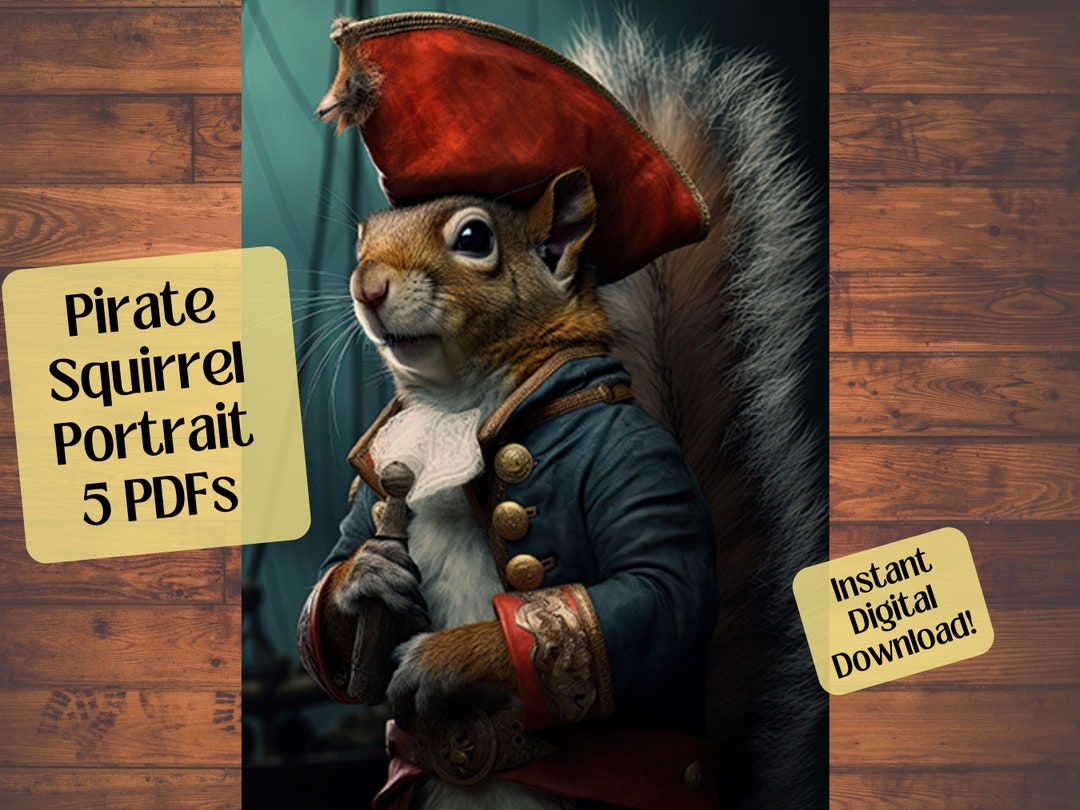 Vintage Pirate Squirrel Portrait, Victorian Squirrel Painting, Animals ...