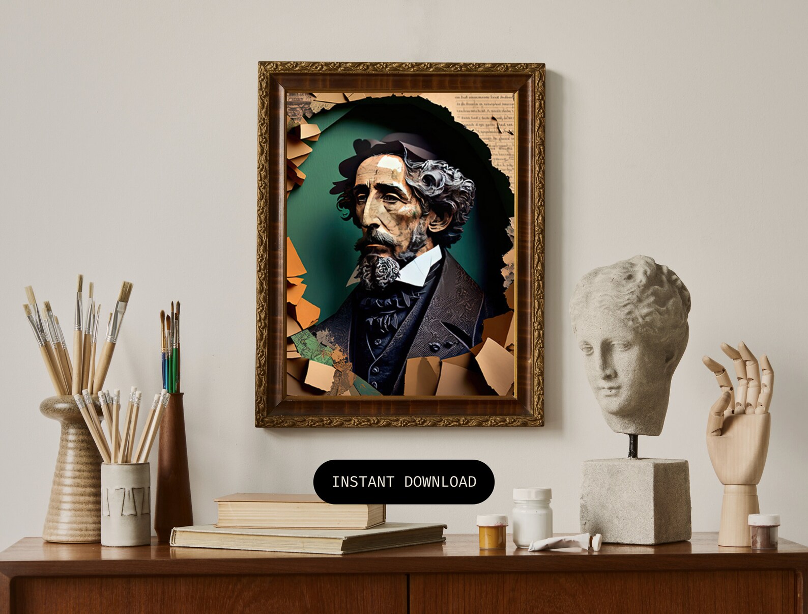 Charles Dickens Portrait Midjourney Art, Printable Wall Art, Book ...
