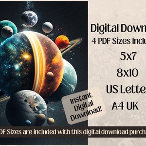 Solar System Printable - Planet Illustrations-midjourney- - Etsy