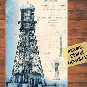 Tesla's Tower at Wardenclyffe Printable AI Designed AI Art, Wall Decor ...