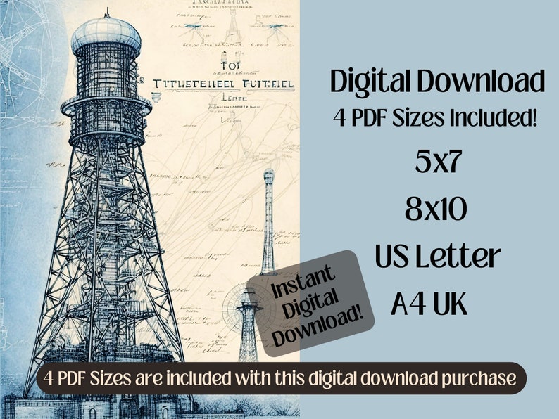 Tesla's Tower at Wardenclyffe Printable AI Designed AI Art, Wall Decor ...