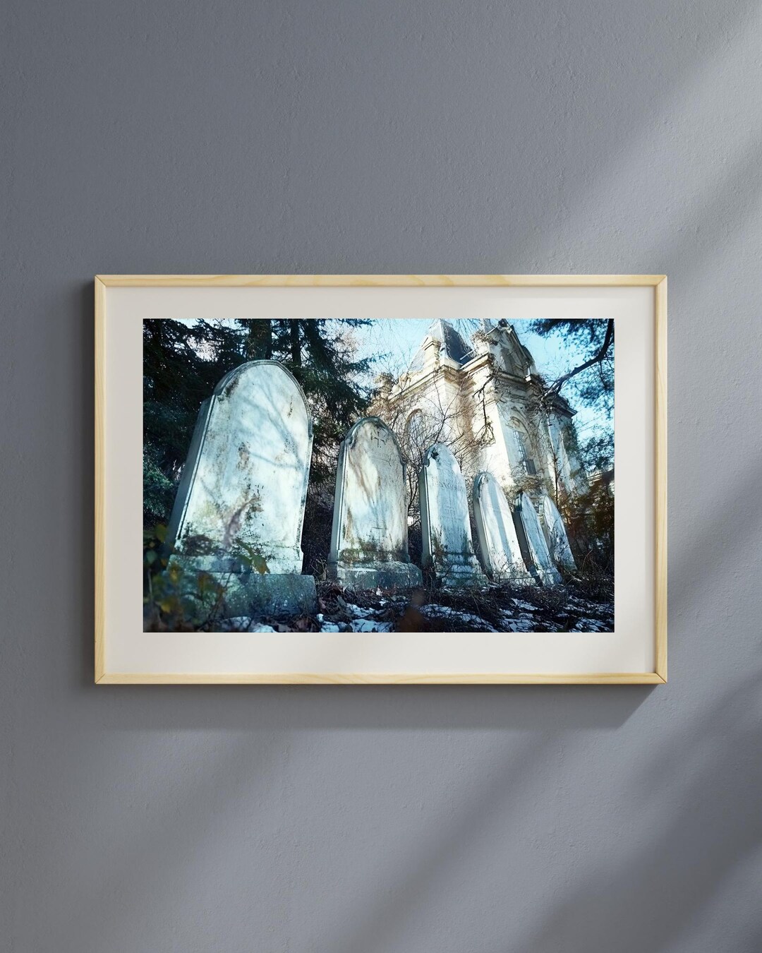 Gothic Graveyard Scene Printable - Eerie Old Cemetery With Mossy ...