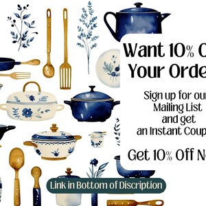 Watercolor Blue Kitchen Clipart - Digital Download Clipart Bundle for ...
