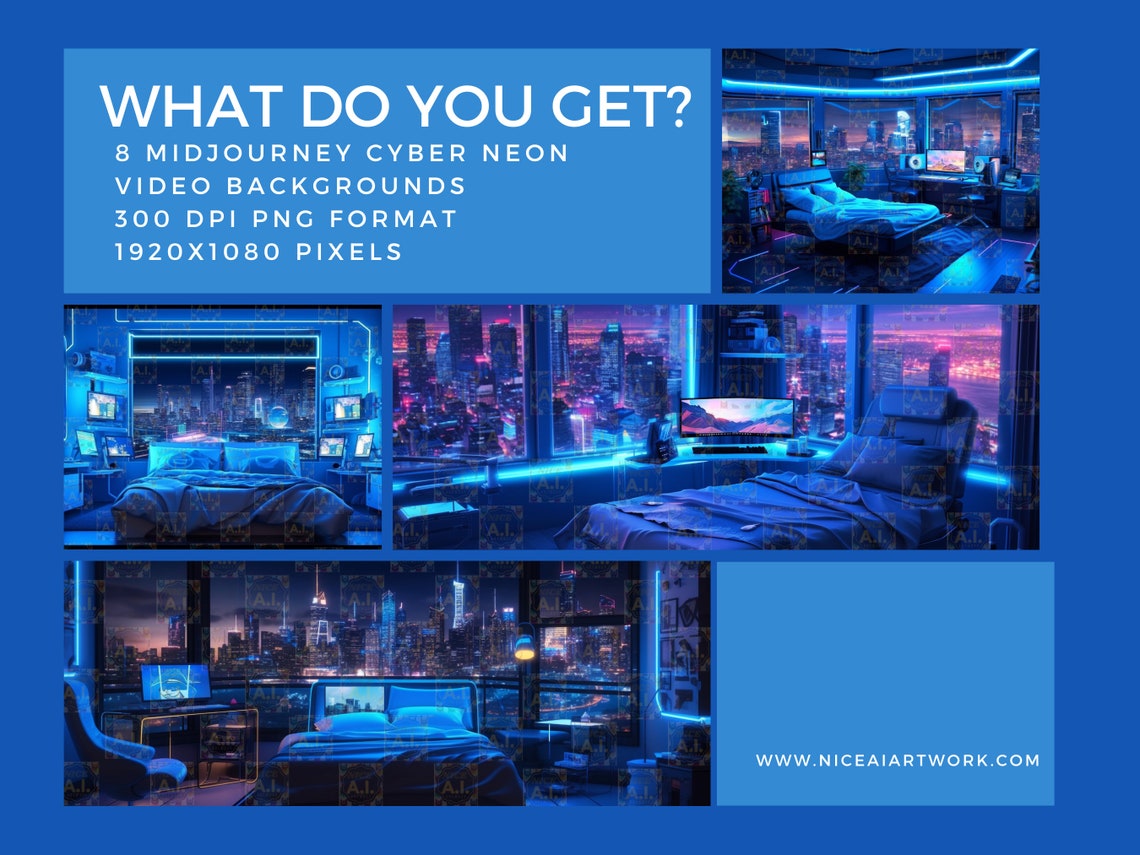 Virtual Neon Room Bundle, Streamer Background, Virtual Background ...