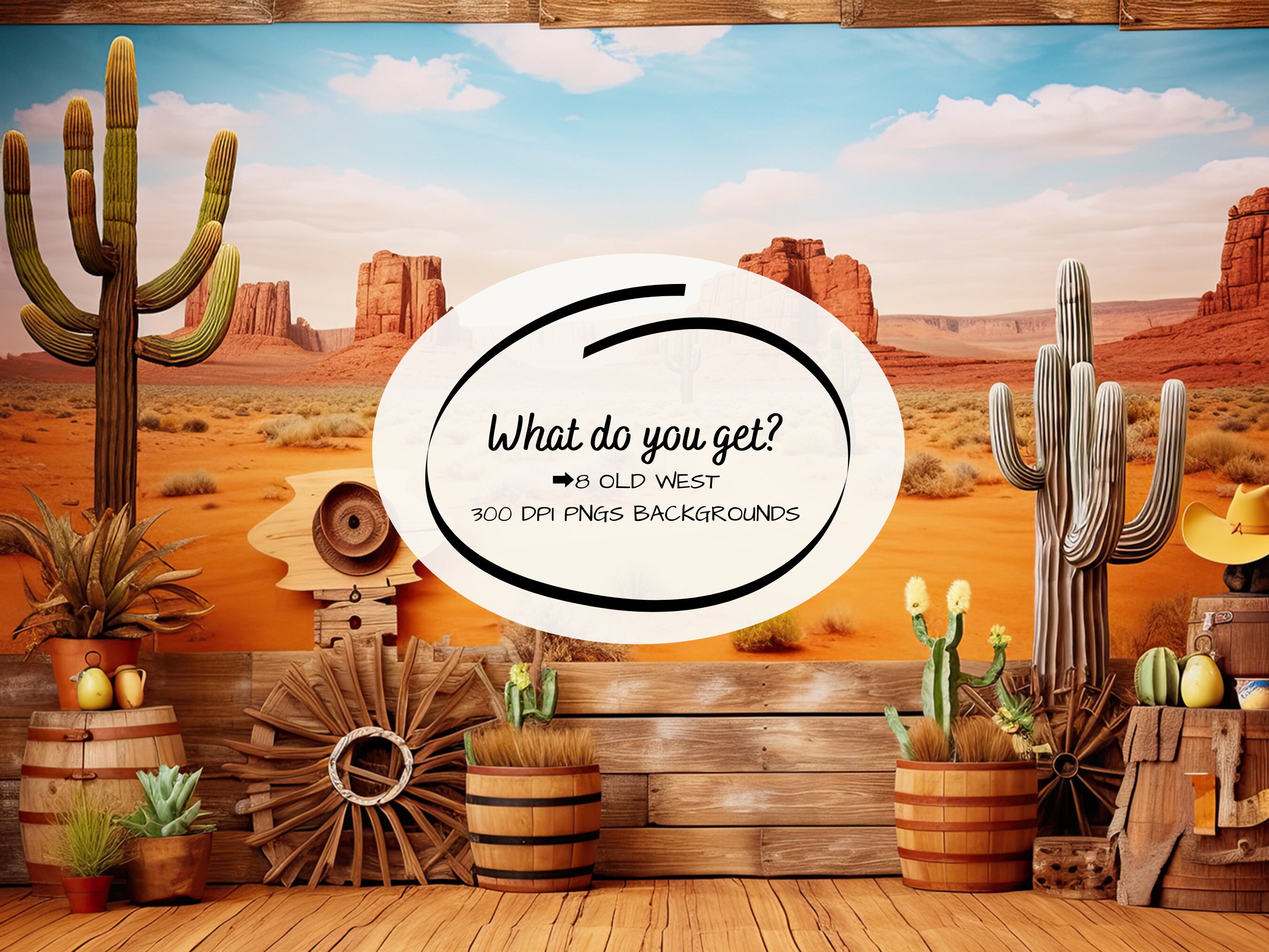 Old West Cartoon Digital Backgrounds: Vintage Western Photo Backdrops ...