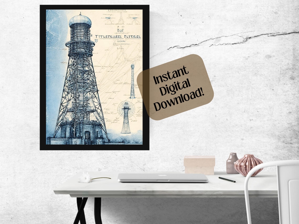 Tesla's Tower at Wardenclyffe Printable AI Designed AI Art, Wall Decor ...