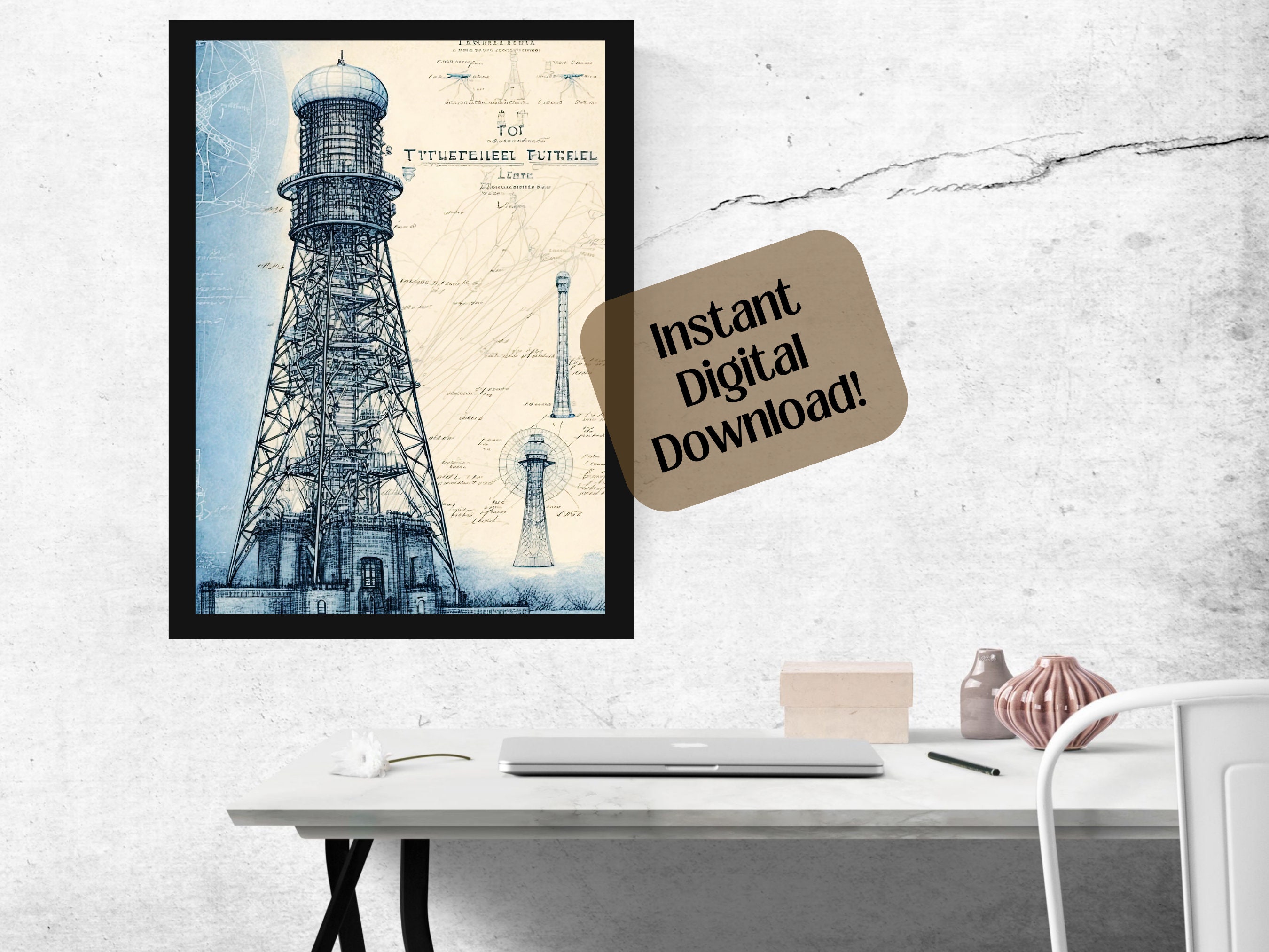 Tesla's Tower at Wardenclyffe Printable AI Designed AI Art, Wall Decor ...