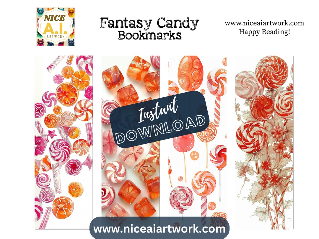 Fantasy Candy Bookmarks: Shabby Chic Reader Gift (digital Download) - Etsy