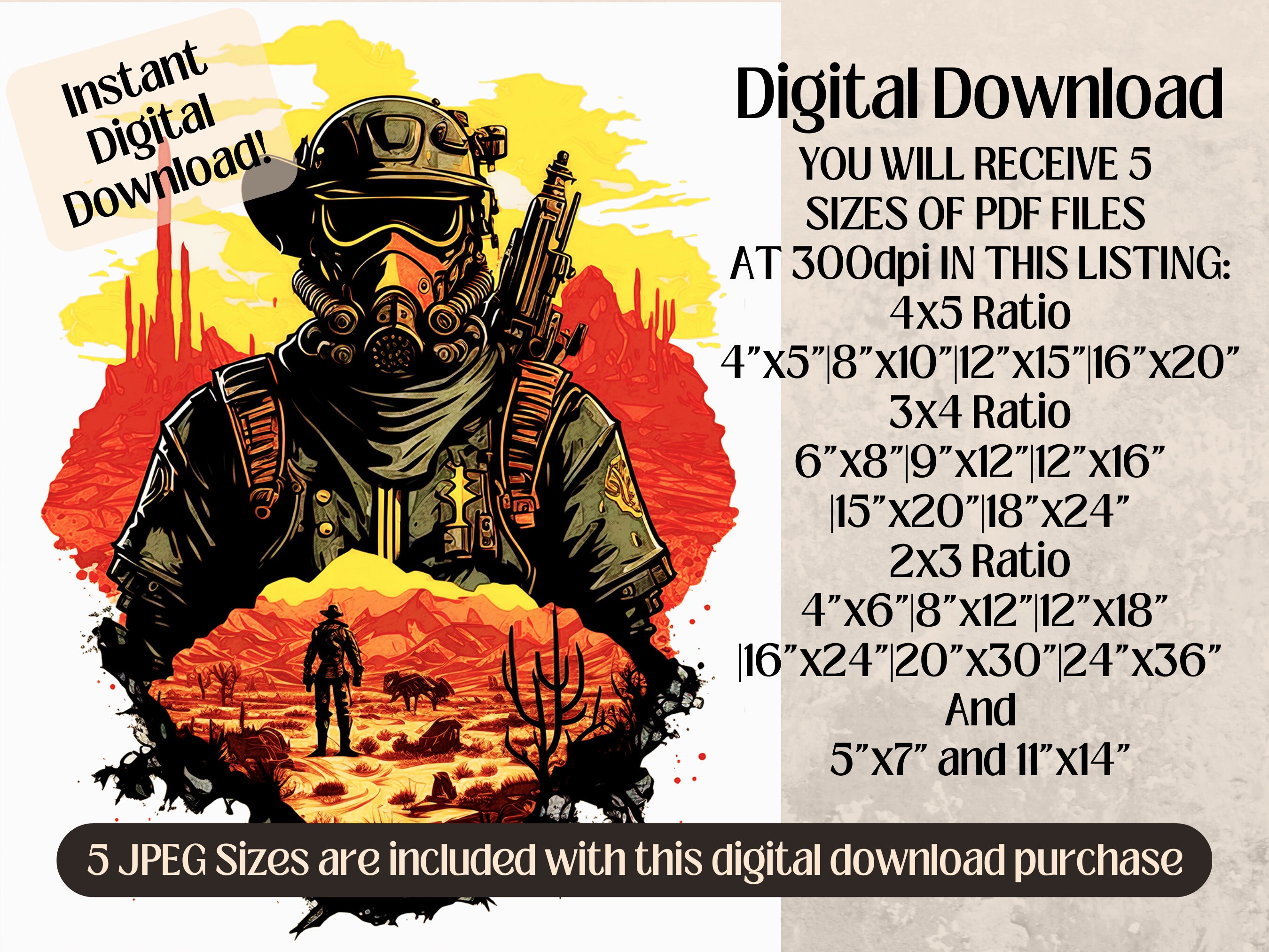 Wastelander in the Desert Digital Download Fallout Art Printable Poster ...