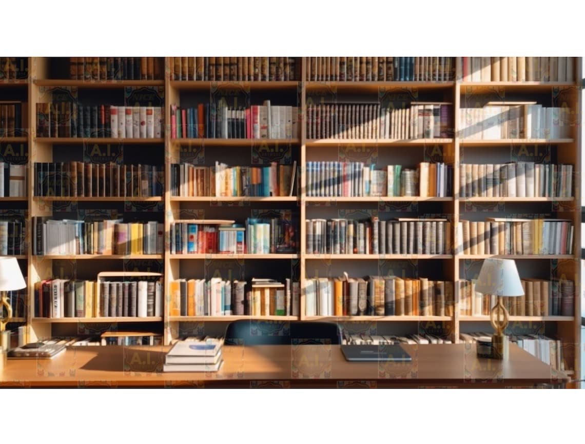 Virtual Bookshelf Backgrounds: Zoom, Skype, Google Meet (digital ...