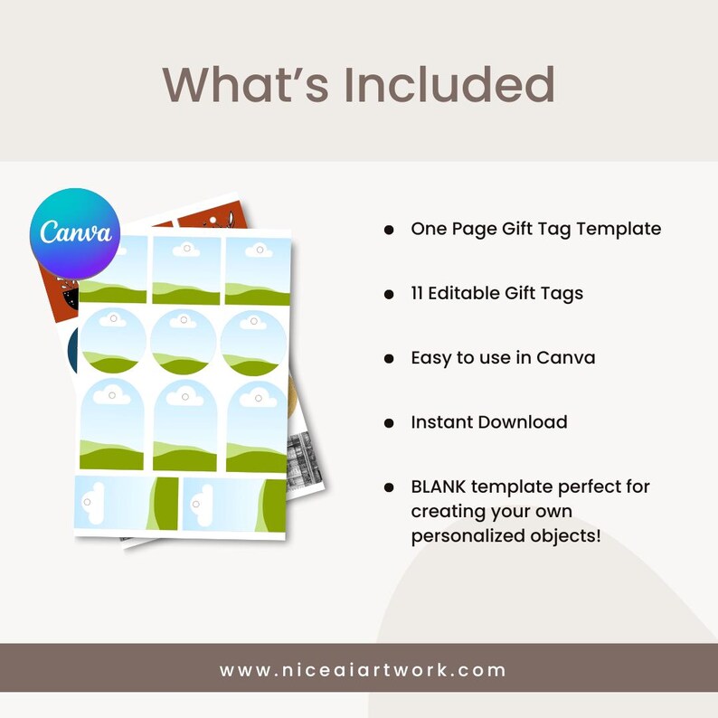 Blank Gift Tag Canva Template | Editable Printable Tags | DIY Gift Tags ...