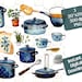 Watercolor Blue Kitchen Clipart - Digital Download Clipart Bundle for ...