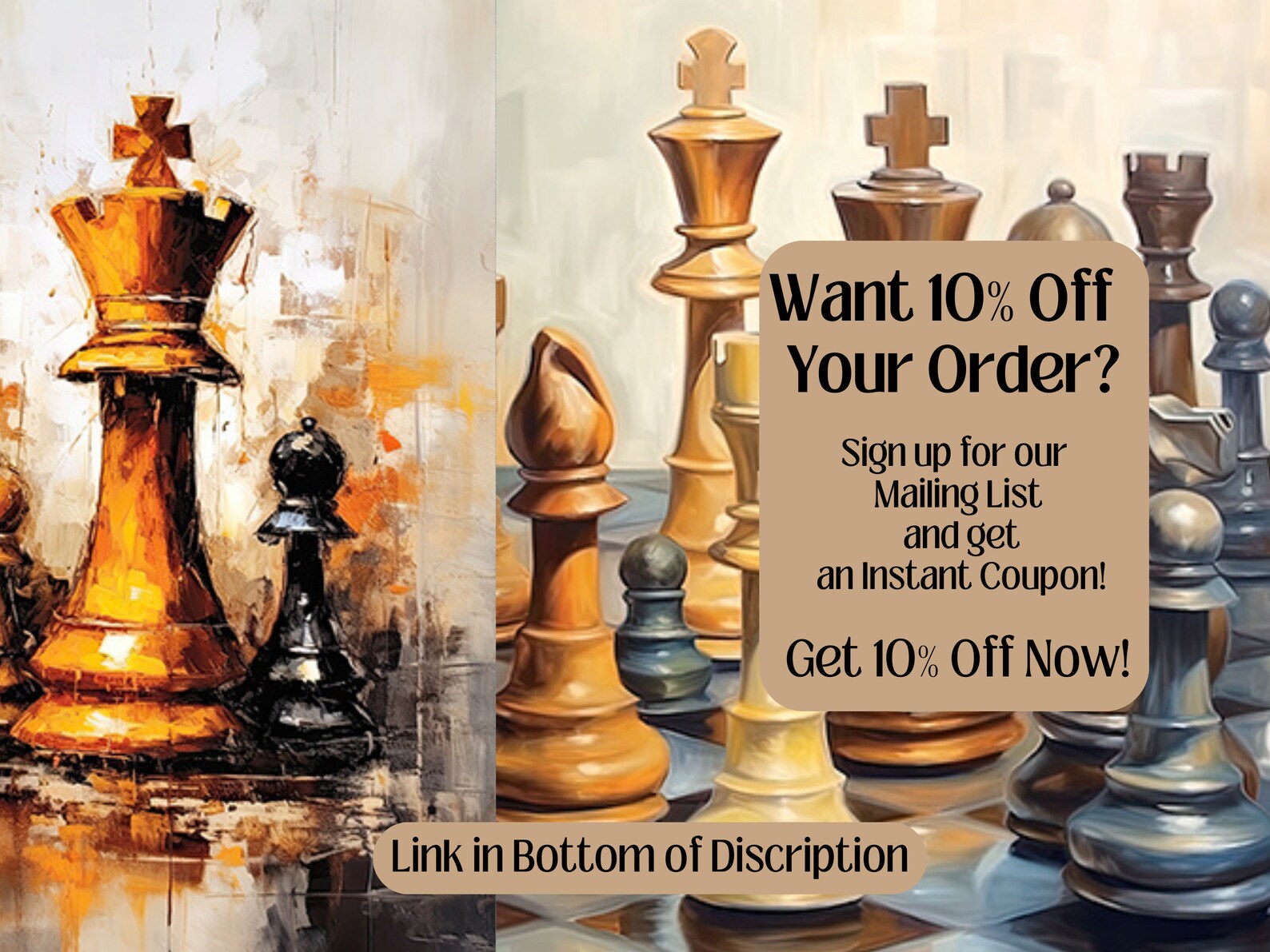 Chess Digital Art Printables Set of 2 Modern Digital Oil Painting Wall ...
