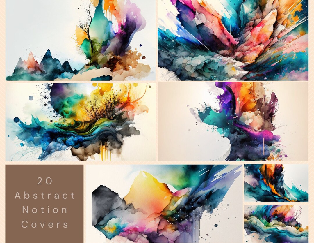 20 Notion Watercolor Style Covers Bundle 20 Notion Covers to Customize ...