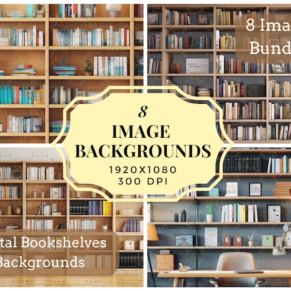 Virtual Background Book Shelf - Etsy